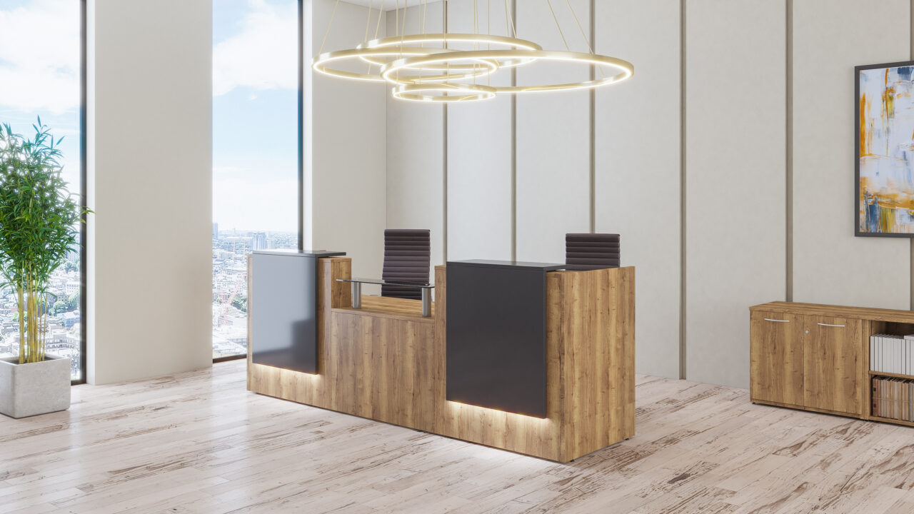 Zion Double Front Reception Desk with Central low Section - Rapid ...
